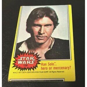 Star Wars | Toys | Rare Misscut Harrison Ford As Han Solo 977 Topps ...